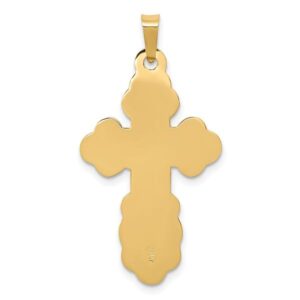 IceCarats 14K Yellow Gold Eastern Orthodox Holy Cross Necklace Religious Pendant Jesus Christ Charm 34mm x 18mm Only