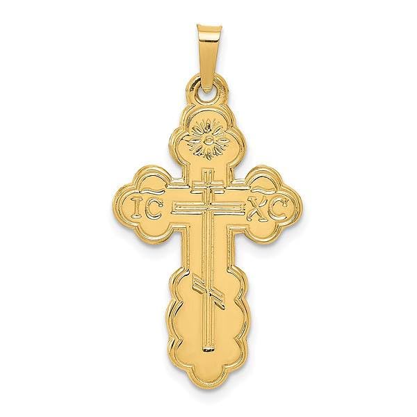 IceCarats 14K Yellow Gold Eastern Orthodox Holy Cross Necklace Religious Pendant Jesus Christ Charm 34mm x 18mm Only