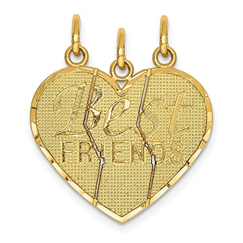 IceCarats 14K Yellow Gold 3-piece Break Apart Best Friends Necklace Charm Pendant Set