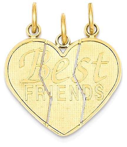 IceCarats 14K Yellow Gold 3-piece Break Apart Best Friends Necklace Charm Pendant Set