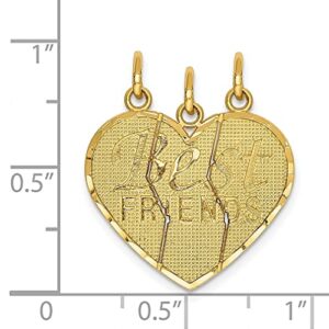 IceCarats 14K Yellow Gold 3-piece Break Apart Best Friends Necklace Charm Pendant Set