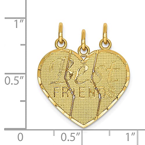 IceCarats 14K Yellow Gold 3-piece Break Apart Best Friends Necklace Charm Pendant Set