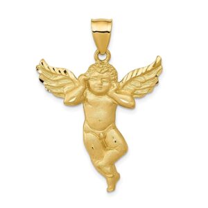 icecarats 14k yellow gold guardian angel necklace protect us cherub pendant religious charm only