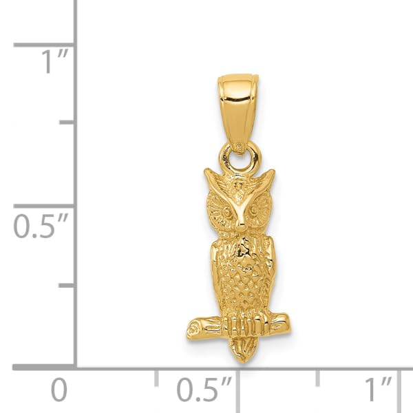 IceCarats 14K Yellow Gold Owl Symbol of Wisdom Bird Necklace Pendant Charm Only