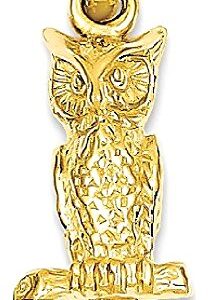 IceCarats 14K Yellow Gold Owl Symbol of Wisdom Bird Necklace Pendant Charm Only