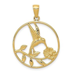 icecarats 14k yellow gold hummingbird round necklace bird pendant charm only