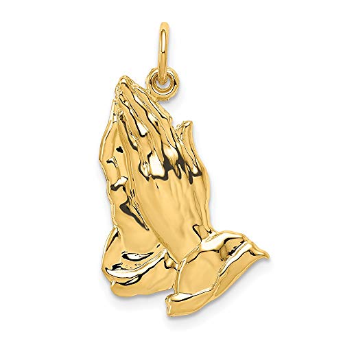 IceCarats 14K Yellow Gold Jesus Christ Praying Hands Lord Serenity Prayer Necklace Religious Pendant Christian Faith Charm 27mm x 19mm Only