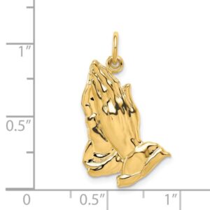 IceCarats 14K Yellow Gold Jesus Christ Praying Hands Lord Serenity Prayer Necklace Religious Pendant Christian Faith Charm 27mm x 19mm Only