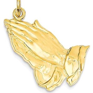 IceCarats 14K Yellow Gold Jesus Christ Praying Hands Lord Serenity Prayer Necklace Religious Pendant Christian Faith Charm 27mm x 19mm Only