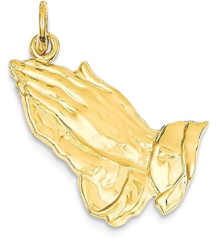 IceCarats 14K Yellow Gold Jesus Christ Praying Hands Lord Serenity Prayer Necklace Religious Pendant Christian Faith Charm 27mm x 19mm Only