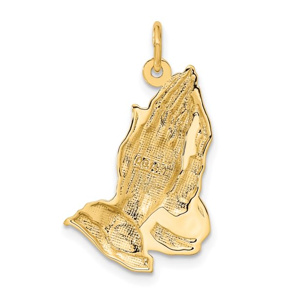 IceCarats 14K Yellow Gold Jesus Christ Praying Hands Lord Serenity Prayer Necklace Religious Pendant Christian Faith Charm 27mm x 19mm Only