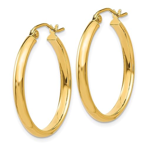 14K Yellow Gold Round Hoop Earrings