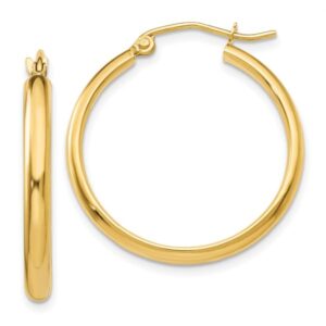 14K Yellow Gold Round Hoop Earrings