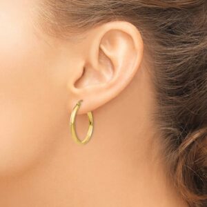 14K Yellow Gold Round Hoop Earrings