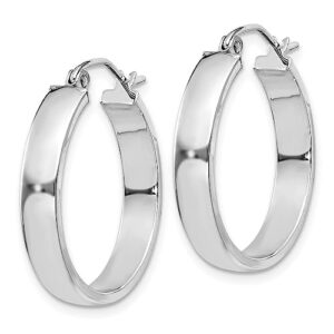 14K White Gold Round Hoop Earrings