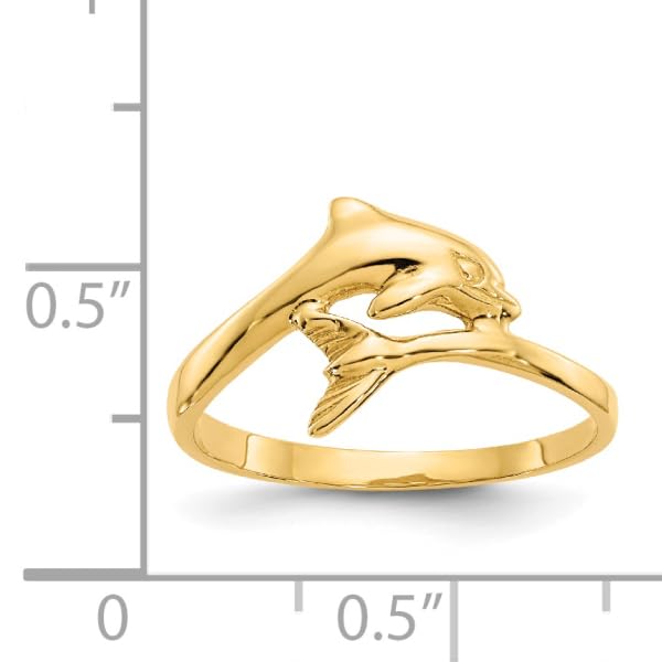 IceCarats 14K Yellow Gold Sea Dolphin Ocean Fish Beach Nautical Ring Size 6.00