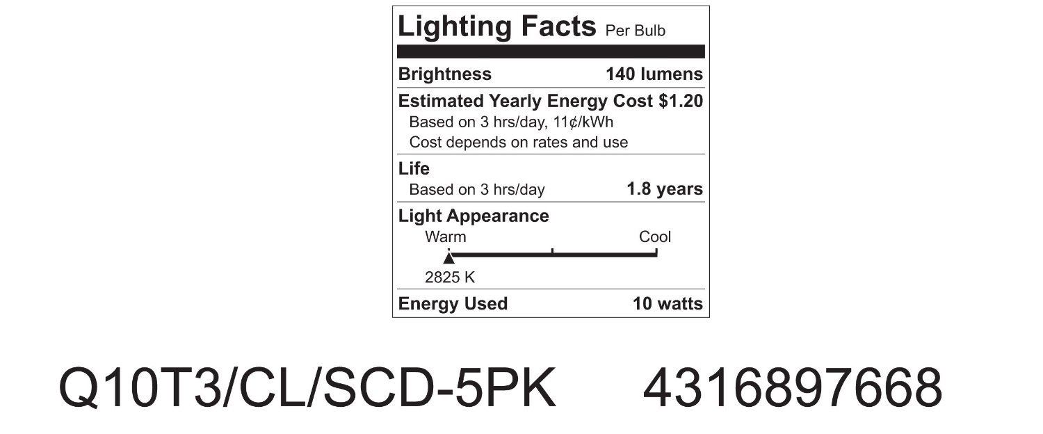 10-Watt T-3 Bi-Pin Quartz Halogen Lamp