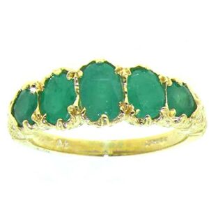 letsbuygold 14k yellow gold natural emerald womens anniversary ring - size 10.25