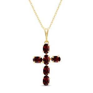 galaxy gold gg 14k 20" yellow gold natural garnet cross pendant necklace