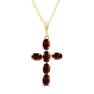 Galaxy Gold GG 14k 20" Yellow Gold Natural Garnet Cross Pendant Necklace