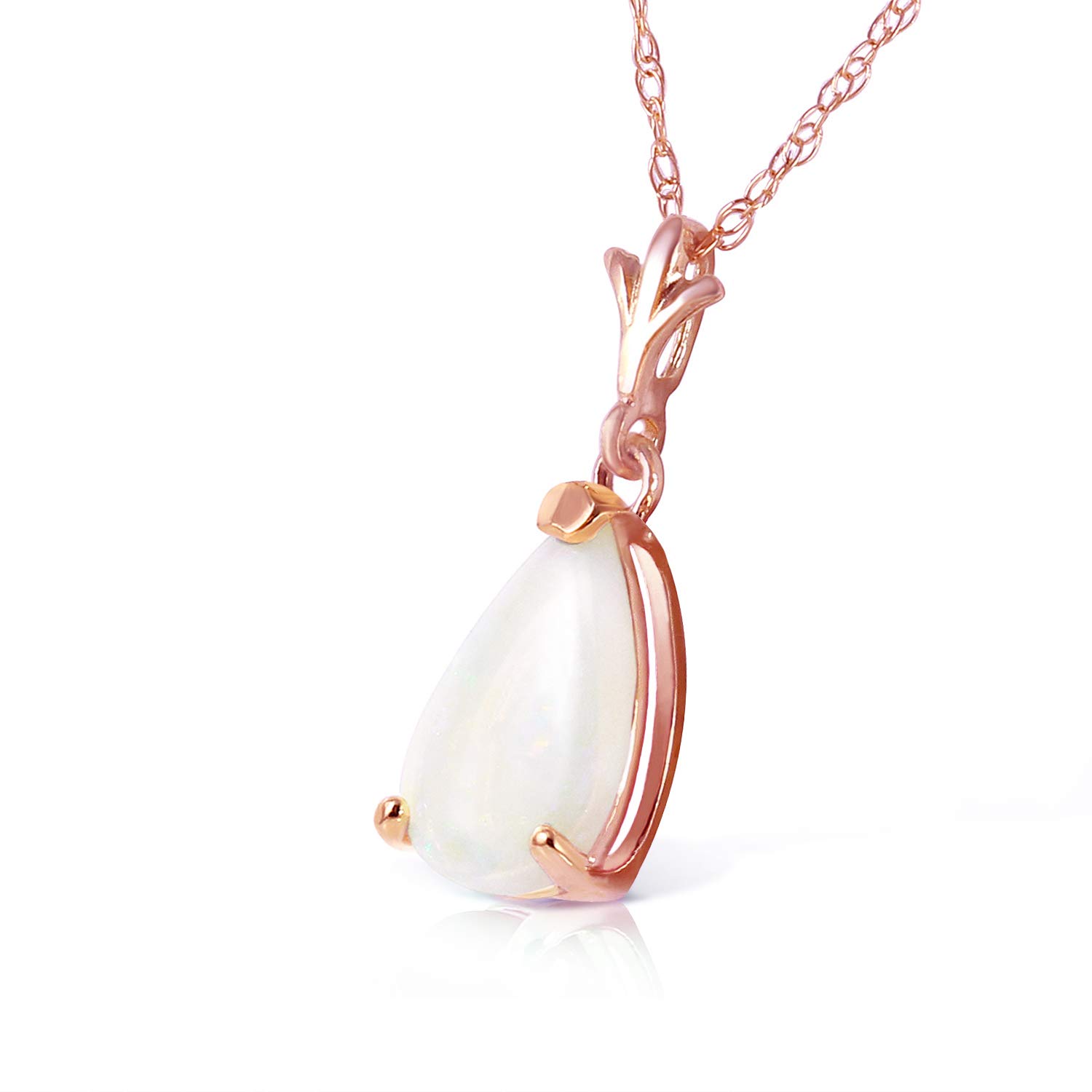 Galaxy Gold GG 14k 18" Rose Gold Natural Pear-shaped Opal Drop Pendant Necklace