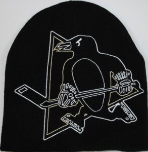 nhl pittsburgh penguins hype big logo skull cap cuffless hat