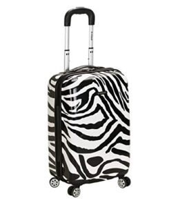 rockland safari hardside spinner wheel luggage, zebra, carry-on 20-inch