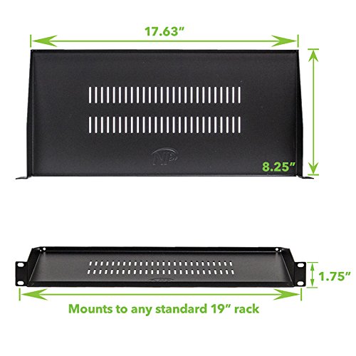 NavePoint Cantilever Server Shelf Vented Shelves Rack Mount 19 Inch 1U Black 8 Inches (210mm) deep