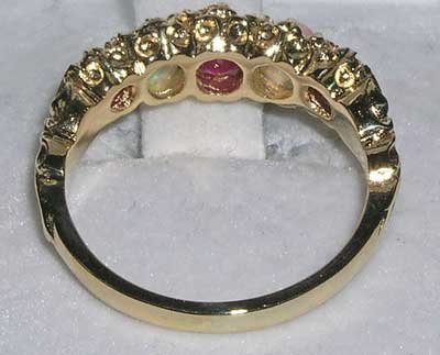 LetsBuyGold 14k Yellow Gold Natural Ruby and Opal Womens Band Ring - Size 4.75