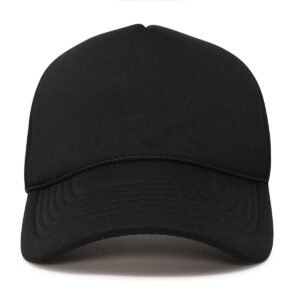 DALIX Plain Trucker Hat Mesh Cap in Black