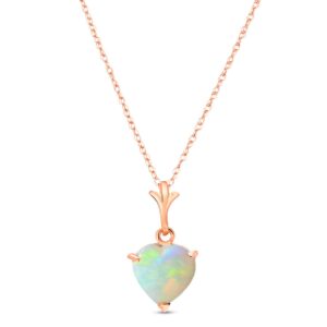 galaxy gold gg 14k 24" rose gold heart-shaped natural opal pendant necklace