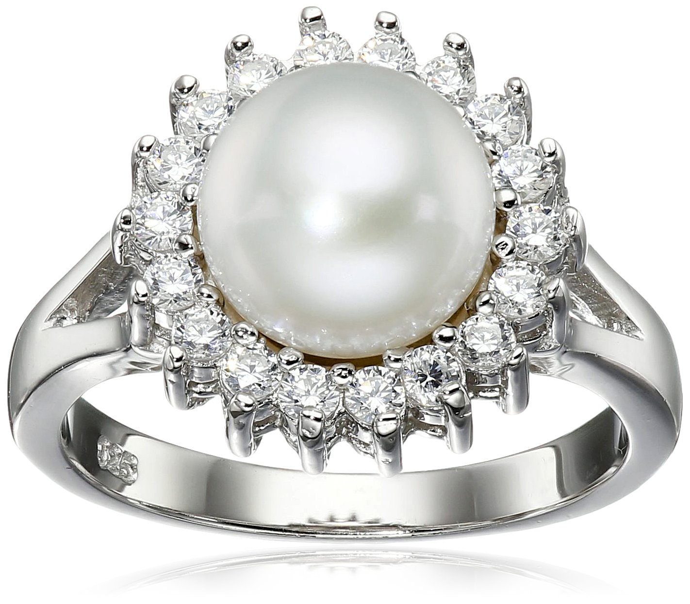 Bella Pearl Halo Pearl Ring, Size 6