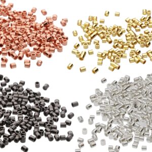 the beadsmith tube crimp beads, 2 x 2mm, assorted colors, 500 pieces, uniform cylindrical shape, no sharp edges, designed to secure the ends of jewelry stringing wires and cables