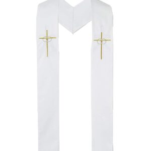 Autom Reversible Baptismal and Wedding Stole, White, One Size