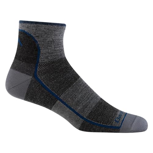 Darn Tough Men's Quarter Lightweight Running Sock (Style 1715) - Charcoal, Large