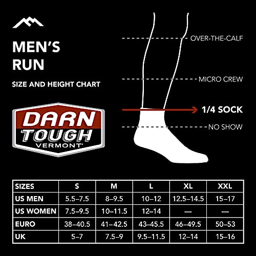 Darn Tough Men's Quarter Lightweight Running Sock (Style 1715) - Charcoal, Large