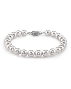 the pearl source 14k gold 6-6.5mm aaa quality round white japanese akoya saltwater cultured pearl bracelet for women