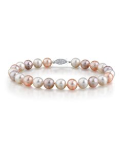 the pearl source 14k gold 7-8mm aaaa quality round multicolor freshwater cultured pearl bracelet for women