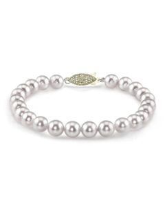 the pearl source 14k gold 6.5-7mm aaa quality round white japanese akoya saltwater cultured pearl bracelet for women