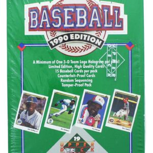 1990 Upper Deck Baseball Cards Box of 36 Foil Packs