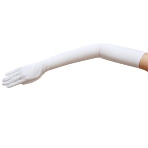 zaza bridal 23.5" long stretch dull matte satin gloves opera length/no shine, elegant look-white