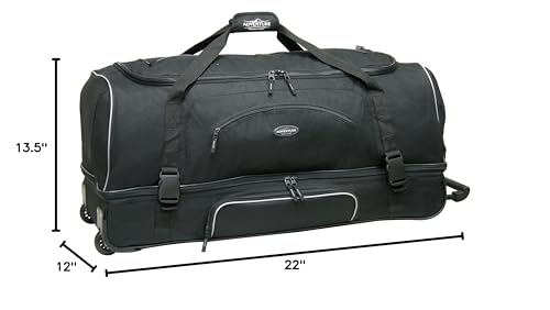 Travelers Club Adventure Rolling Travel Duffel Bag, Black, 36-Inch