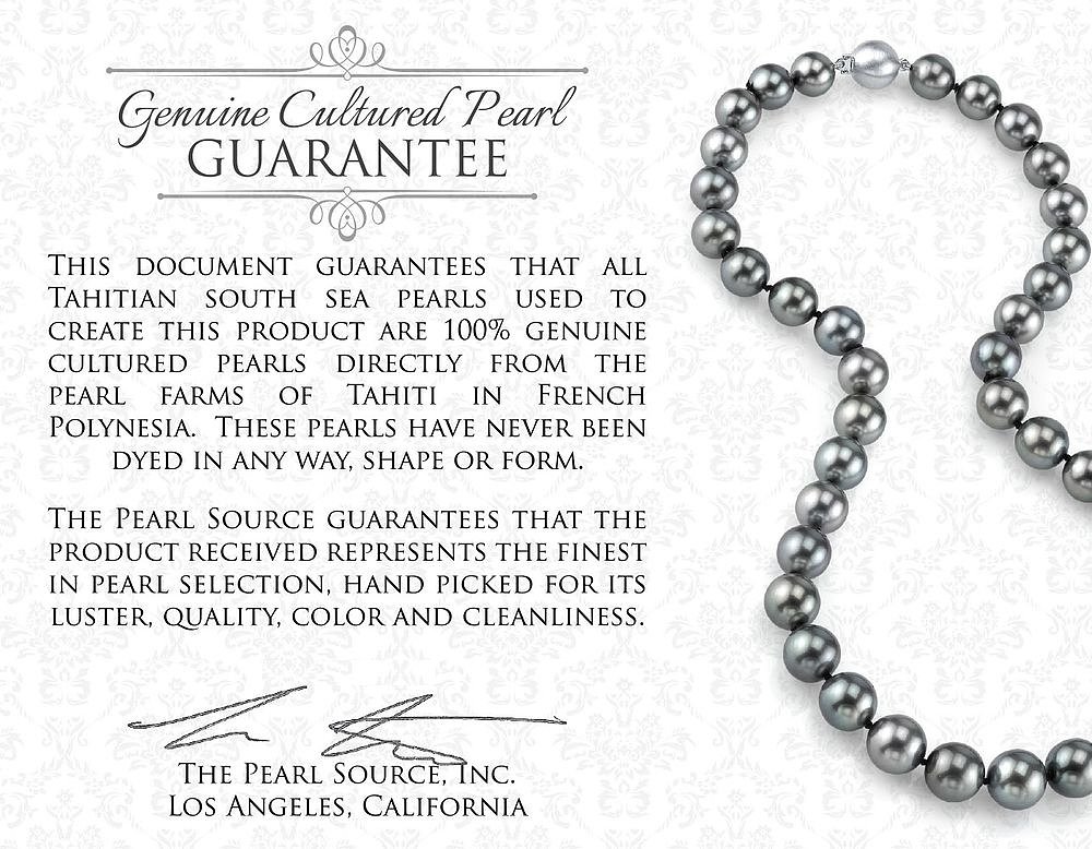 The Pearl Source Sterling Silver 10-11mm Baroque Black Tahitian South Sea Cultured Pearl Leather Bracelet for Women