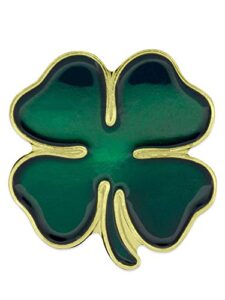 pinmart st. patrick's day lapel pin – green four leaf clover jewelry for women and men – irish culture celebration pin –gold plated enamel brooch with clutch back