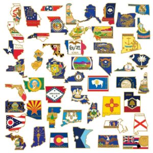 pinmart set of 50 state shape flag lapel pins – complete united states of america pin set – gold plated enamel us state shirt pins – great commemorative/promotional gift