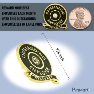 PinMart's 12 Month Outstanding Employee of The Month Corporate Pin Set