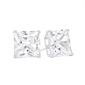 sterling silver basket set square cz stud earrings 12x12mm