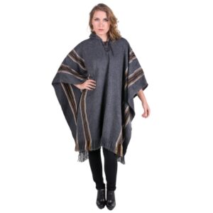 gamboa alpaca poncho - hooded, dark gray, os