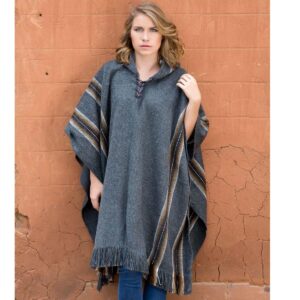 Gamboa Alpaca Poncho - Hooded, Dark Gray, OS