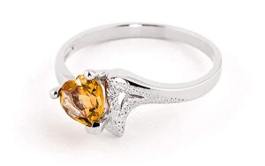 galaxy gold gg 14k white gold heart-shaped natural citrine ring - size 5.5